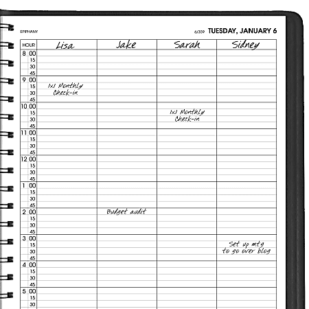 AT A GLANCE 2026 Four Person Daily Appointment Book Black Large 8 x 11 ...