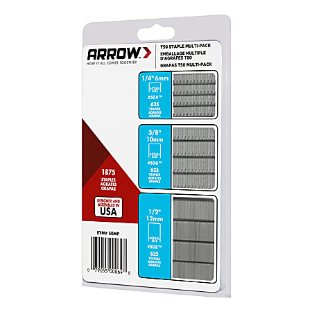 Arrow T50 Heavy Duty Staples Assorted Leg Lengths Pack Of 1875 Staples ...