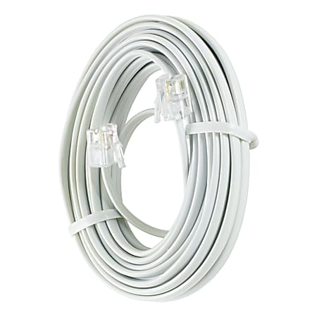 Power Gear Phone Line Cord 25 White 76119999 - Office Depot