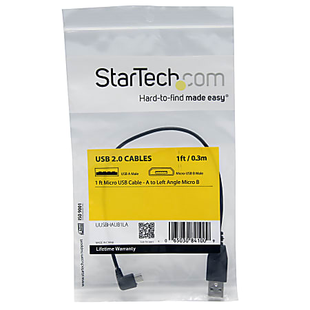 StarTech 1 ft Micro USB Cable A to Left Angle Micro B Charge or sync ...