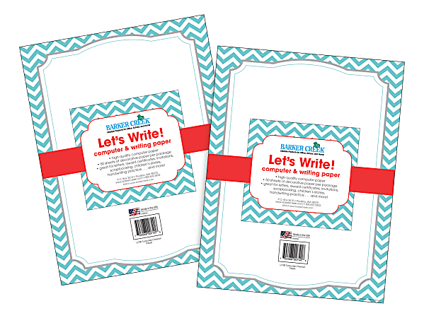 Barker Creek Computer Paper Letter Paper Size 60 Lb Turquoise Chevron ...