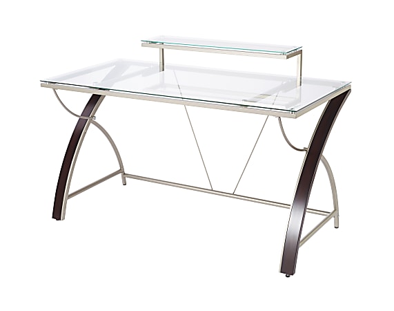 Realspace Axley 55 W Glass Computer Desk Cherry Silver