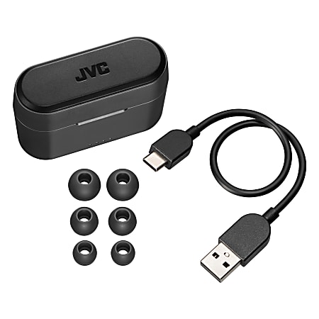 JVC RIPTIDZ True Wireless Bluetooth Earbuds With Charging Case Black HAA9TB Office Depot