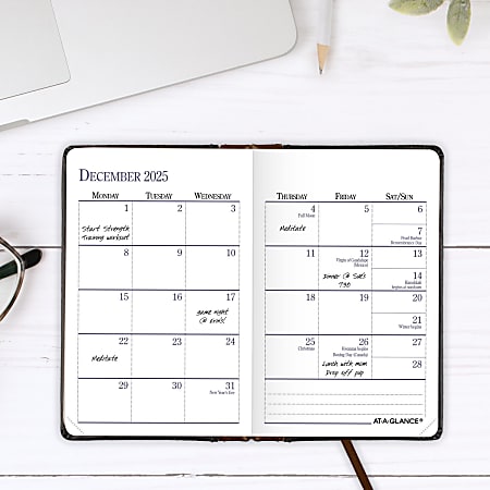 2025 AT A GLANCE Fine Diary WeeklyMonthly Diary 2 34 x 4 14 BlackBrown ...