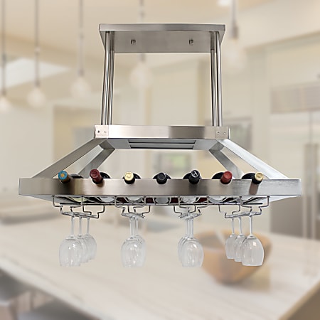 Elegant Designs 2 Light LED Overhead Wine Rack Lamp Brushed Nickel ...