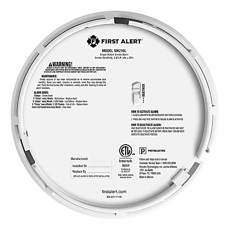 First Alert Sealed 10 Year Battery Smoke Alarm With Safety Path Light ...