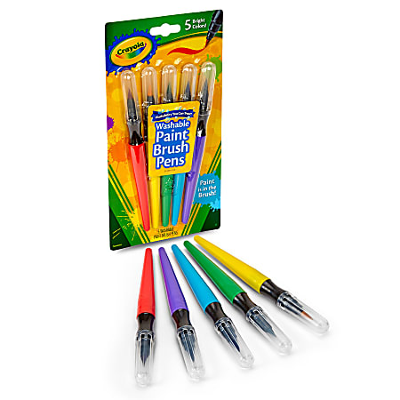 Crayola Washable No Drip Paint Brush Pens Assorted Colors 5 Pens Per ...