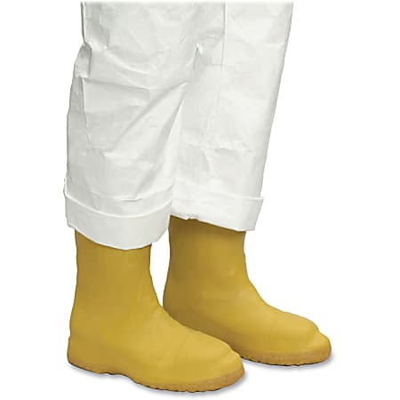 Servus® Latex Disposable Booties, Men's Small, Yellow, Pack Of 50 Pairs