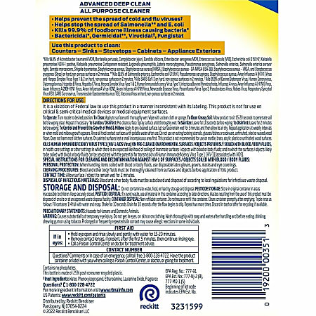 Lysol Advanced Deep Cleaner Lemon Breeze Scent 32 Oz Clear - Office Depot