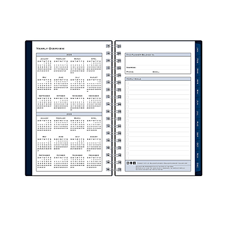 2025 Blue Sky WeeklyMonthly Planning Calendar 3 58 x 6 18 Navy January ...