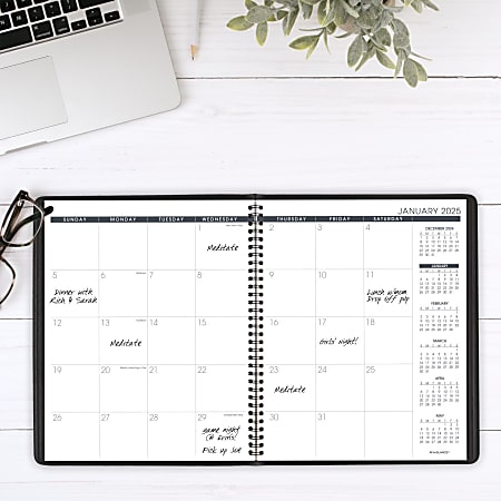 2025 2026 AT A GLANCE Monthly Planner 9 x 11 Black January To March ...