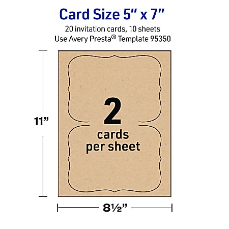 Avery Printable Invitation Cards 5 x 7 Rectangle Flourished Edge Kraft ...