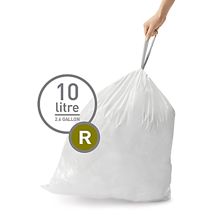simplehuman Custom Fit Can Liners R 0.3 mil 10L2.6G White Pack Of 240 ...