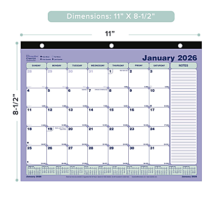 2026 Brownline Monthly Desk Pad Calendar 11 x 8 12 BlueWhite January To ...