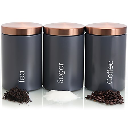 MegaChef Essential 3 Piece Kitchen Storage Canister Set Matte ...