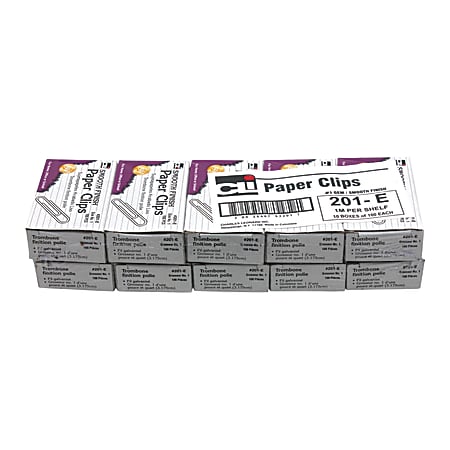 Charles Leonard Gem Paper Clips 10000 Total Silver 100 Per Box Pack Of ...