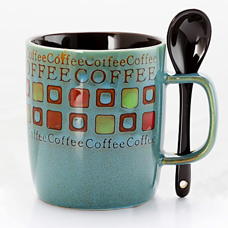 Mr. Coffee Mug And Spoon Set Cafe Americano 13 Oz. Assorted Colors Set ...