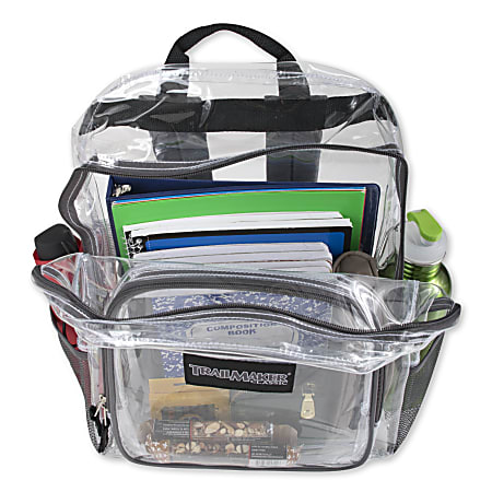 Trailmaker Heavy Duty Clear Backpack Gray Trim - Office Depot