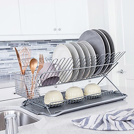 Better Houseware Dish Drain Board 1 14 H x 15 12 W x 19 12 D Silver ...