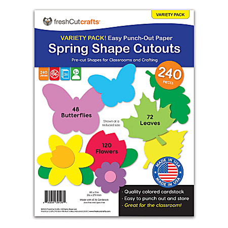 FreshCut Crafts Punch Out Paper Cutouts Spring Shapes Leaves ...