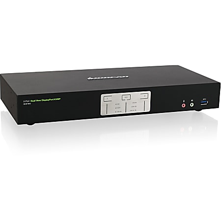 IOGEAR 2 Port 4K Dual View DisplayPort KVMP with USB 3.0 Hub and Audio ...