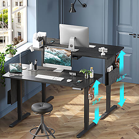 Bestier Electric Standing Desk with 3 Height Memory Presets USB Port 55 ...