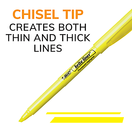 BIC Brite Liner Highlighters Pocket Style Chisel Tip Assorted Box Of 24 ...