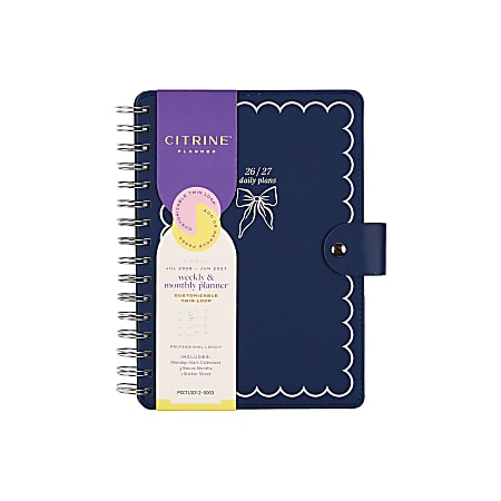 Citrine 12 Month MonthlyWeekly Twin Loop Planner 5 1316 x 8 Navy Bow ...