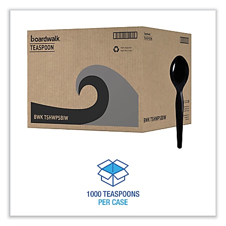 Boardwalk Heavyweight Wrapped Polystyrene Teaspoons Black Pack Of 1000 ...