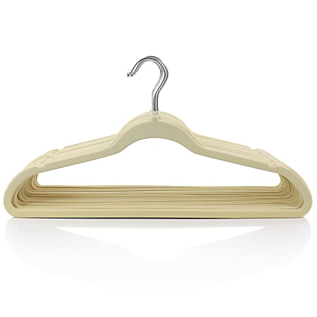 Elama Home Heavy Duty Velvet Non Slip Slim Hangers Cream Set Of 100 ...
