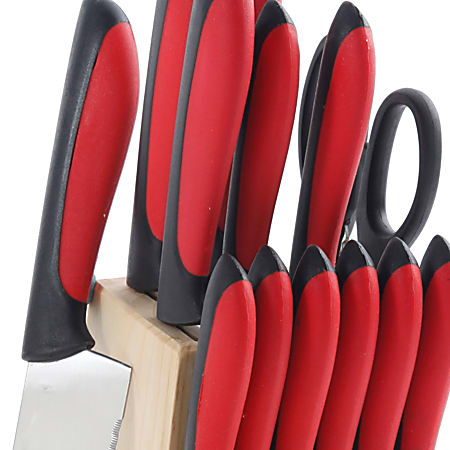 MegaChef 14 Piece Cutlery Set Red - Office Depot