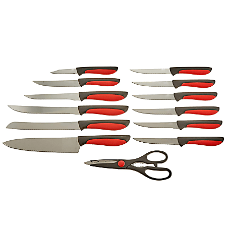 MegaChef 14 Piece Cutlery Set Red - Office Depot