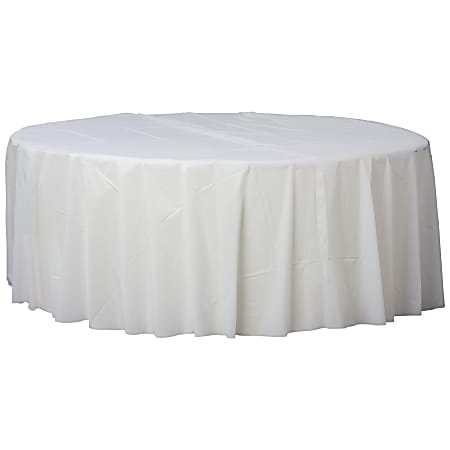 Amscan 77017 Solid Round Plastic Table Covers 84 Frosty White Pack Of 6 ...