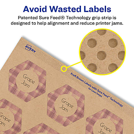 Avery Kraft Permanent Labels With Sure Feed 94120 KMP100 Hexagon 1 12 x ...