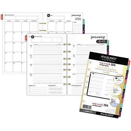 AT A GLANCE Harmony 2026 Weekly Monthly Planner Refill Loose Leaf Desk Size 5 12 x 8 12 - Office ...