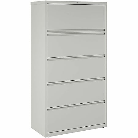 Lorell Fortress 36 W x 18 58 D Lateral 5 Drawer File Cabinet Light Gray ...
