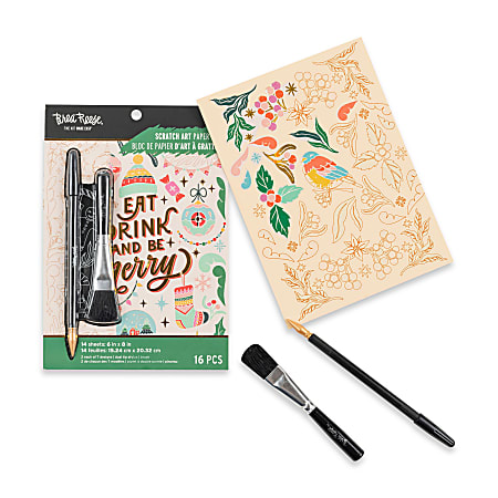 Brea Reese Scratch Art Paper Pad 6 x 8 14 Sheets Retro Holiday ...