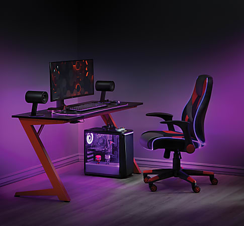 Office Star Beta Battlestation 54 W Gaming Computer Desk BlackRed ...