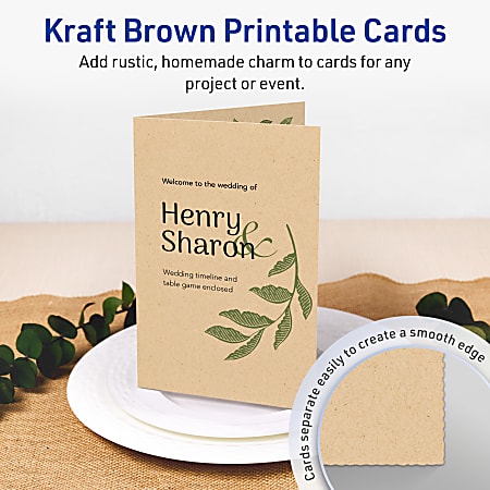 Avery Printable Half Fold Greeting Cards 5 12 x 8 12 Kraft Brown Pack ...