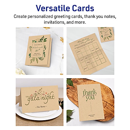 Avery Printable Half Fold Greeting Cards 5 12 x 8 12 Kraft Brown Pack ...