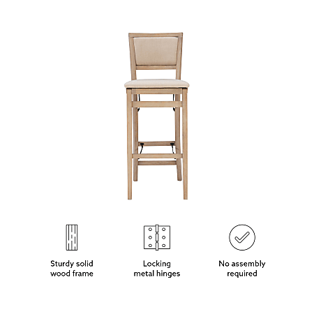 Linon Baker Pad Back Folding Bar Stool Gray WashBeige Office Depot