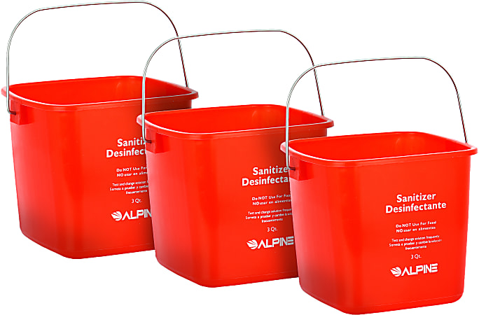Alpine Sanitizing Buckets 3 Qt Red Pack Of 3 Buckets - Office Depot