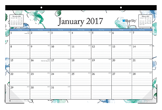 Blue Sky Monthly Desk Pad Calendar 17 x 11 50percent Recycled Lindley ...