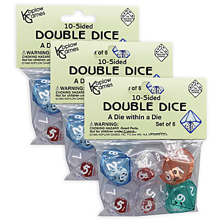 Koplow Games 10 Sided Double Dice Set 6 Per Pack Set Of 3 Packs - ODP ...