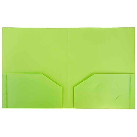 JAM Paper Heavy Duty 2 Pocket Plastic Presentation Folders 9 x 12 Lime ...