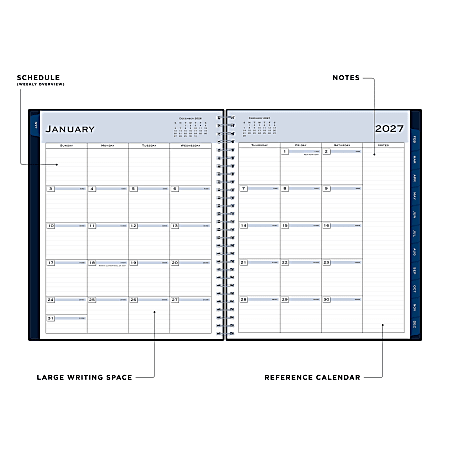 2027 Blue Sky Passages Solid Navy Monthly Planning Calendar 8x10 ...