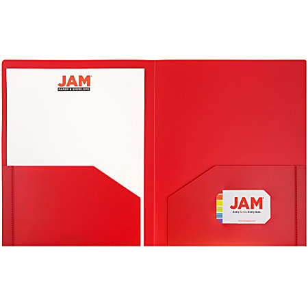 JAM Paper Heavy Duty 2 Pocket Plastic Presentation Folders 9 x 12 Red ...