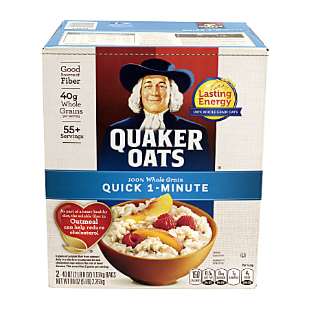 Quaker Oats Quick 1 Minute 100percent Whole Grain Oats 40 Oz Box Of 2 ...