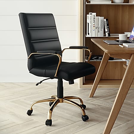 Flash Furniture LeatherSoft Faux Leather Mid Back Office Chair With ...