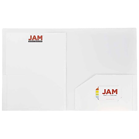 JAM Paper Heavy Duty 2 Pocket Plastic Presentation Folders 9 x 12 White ...